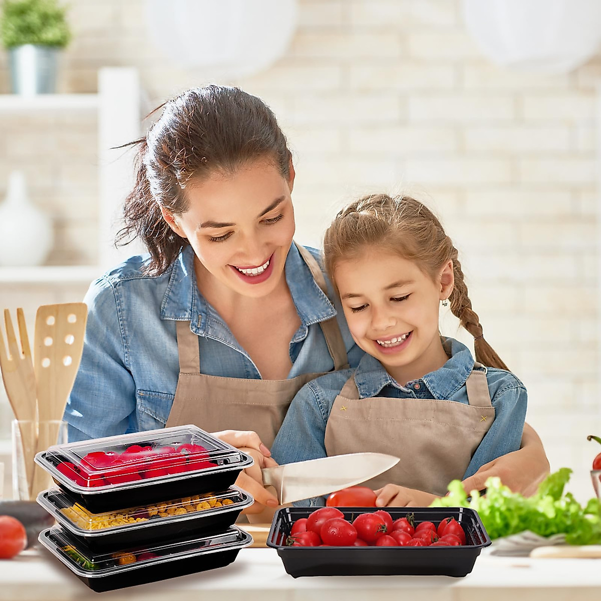 Moretoes 50 Pack Meal Prep Containers Reusable 28 Oz, Plastic Food Prep Containers with Lids, To Go Containers with Lids, BPA-Free, Microwave/Dishwasher/Freezer Safe