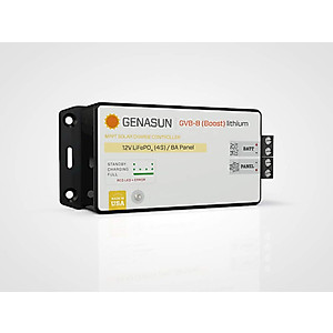 Genasun GVB-8-Li-14.2V, Voltage Boosting MPPT Solar Charge Controller for 4S LiFePO4 Batteries. Recommended for Panel up to 105 W and Vmp 13 V (9V-Nominal)