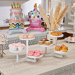 VIVIRBIEN 3 Tiered Cupcake Stand, Farmhouse Wedding Cupcake Stand, Wood Cake Didplay for Dessert Table/Birthday/Baby Shower/Christmas