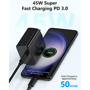 [2 Pack] 45W Samsung Super Fast Charger USB Type C for Samsung Galaxy S24 Ultra Charger S23 ultra/S24/S23/S22 Ultra/S22/Z Fold 5 4/Z Flip 5 4/Note 20/10/Galaxy Tab S9/S8+, PD/PPS 3.0
