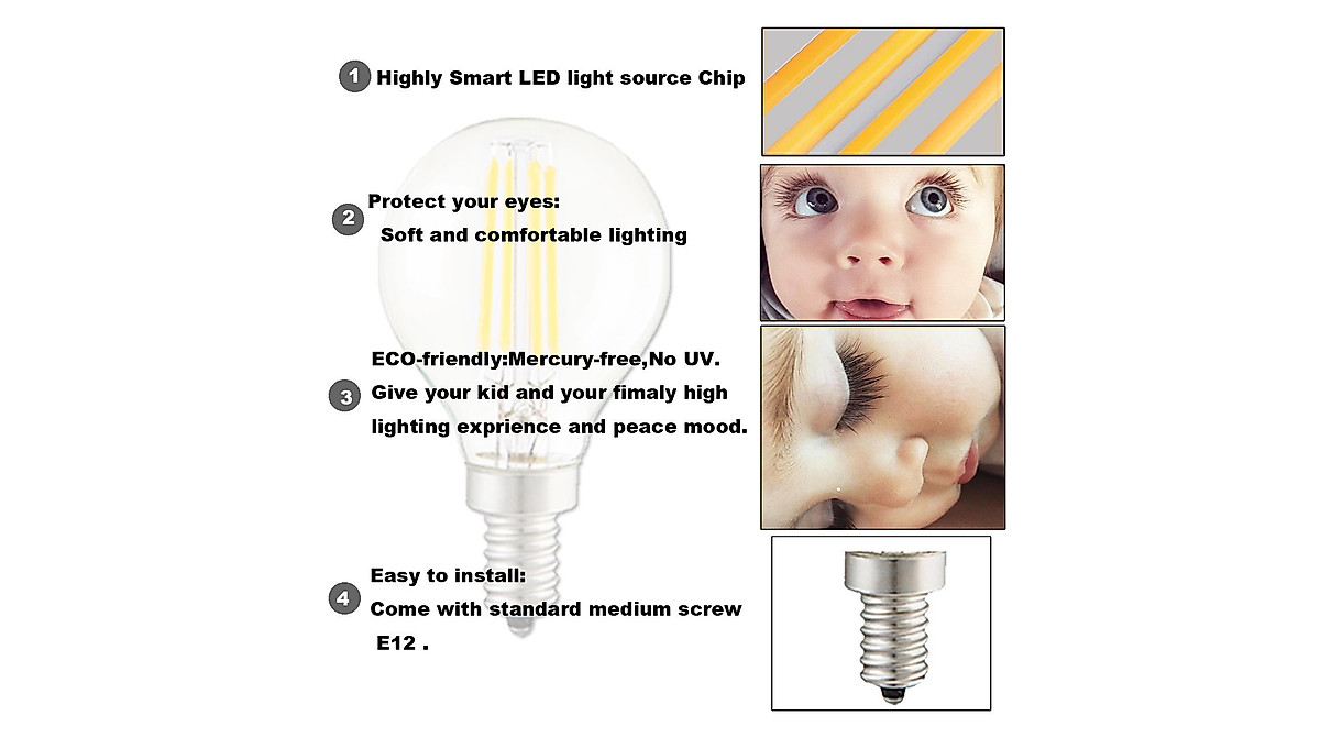 CTKcom G45 4W Dimmable Edison LED Bulbs E14 Base Vintage 4 Pack