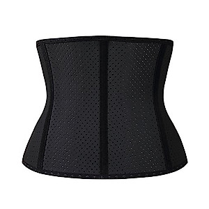 YIANNA Short Torso Waist Trainer for Women Tummy Control Underbust Sports Workout Hourglass Body Shaper, YA110266-Black-L