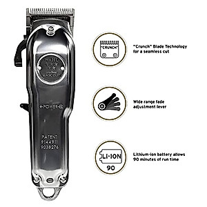 Wahl Professional 5 Star Series Metal Edition Cordless Magic Clip with Stagger Tooth Blade, Rotary Motor, Lithium Ion Battery, 90+ Minute Run Time for Professional Barbers and Stylists - Model 8509