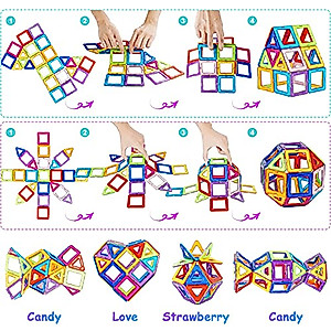 Magnetic Tiles Magnet Blocks - 40 PCS 3D Magnetic Building Tiles Toys for Kids Set