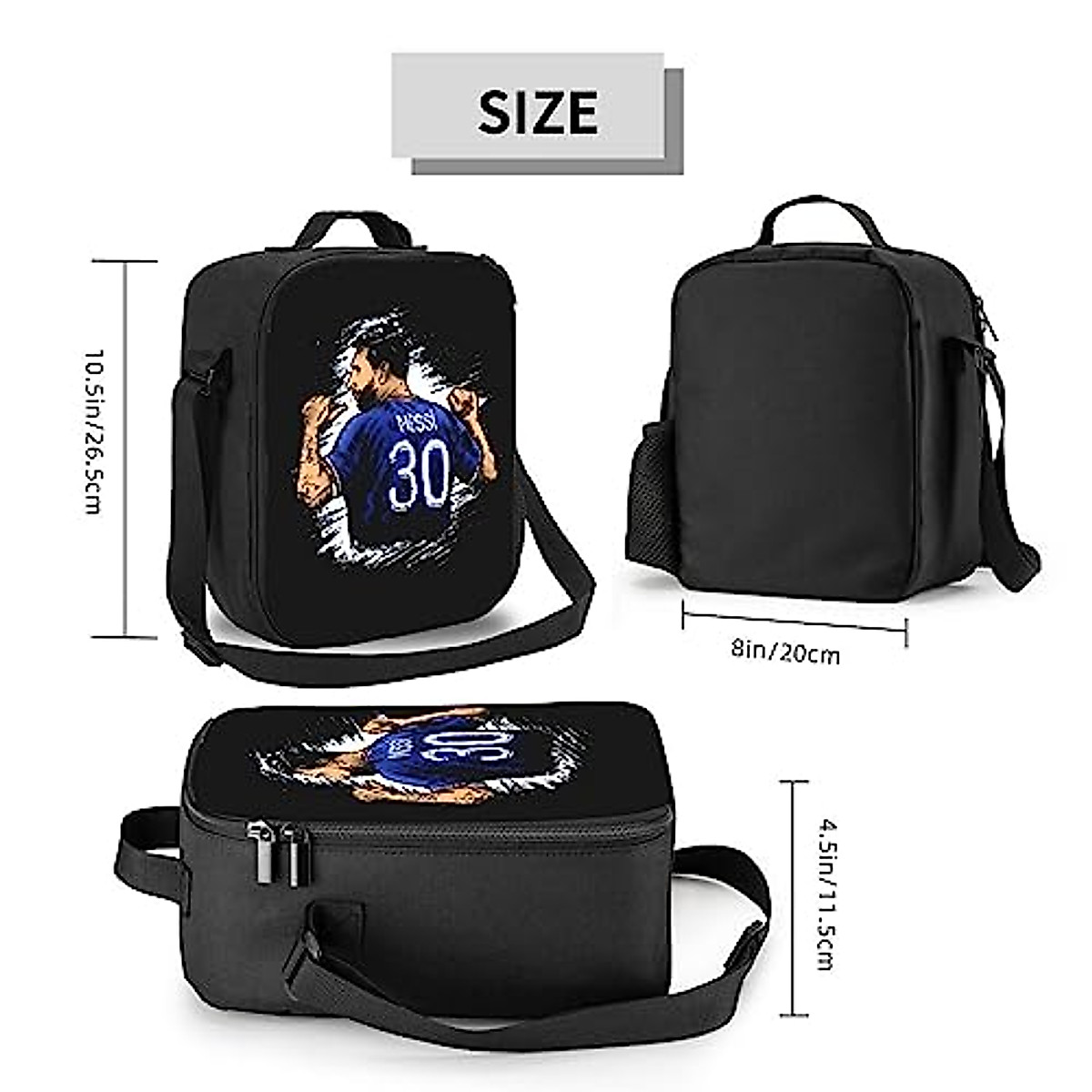 Paris Psg #30 Messi 2021 Meal Bag Insulated Lunch Bag Waterproof Reusable Lunch Box Ice Packs For Lunch Bags