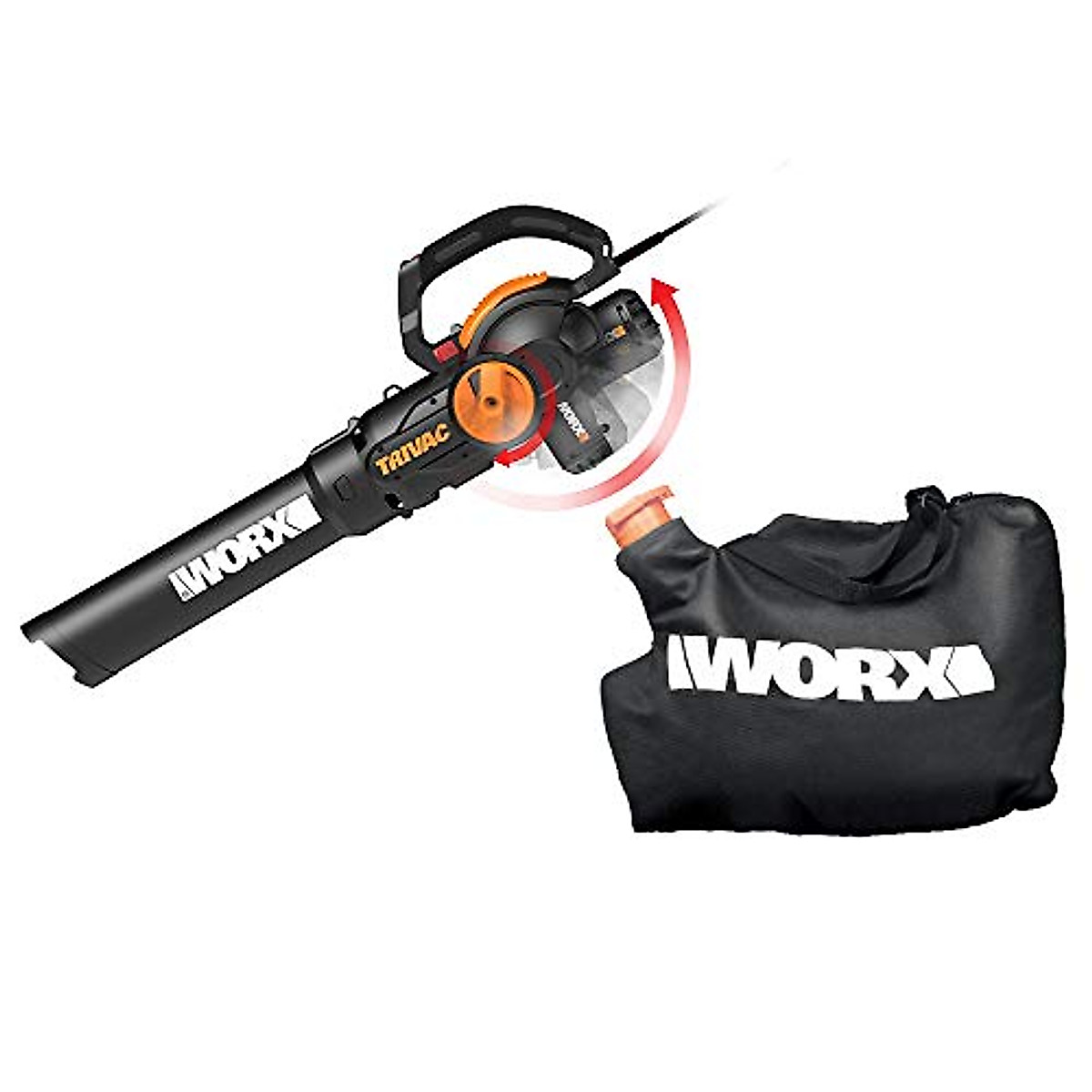 Worx 12 Amp TRIVAC 3-in-1 Electric Leaf Blower/Mulcher/Yard Vacuum - WG512 & Yard Master 9940010 Outdoor Garden 120-Foot Extension Cord Lime Green