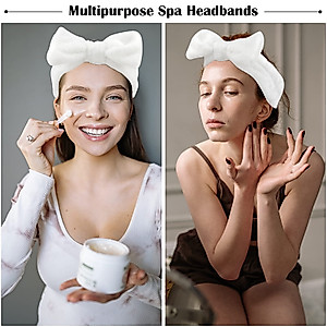 Ondder Spa Headband for Washing Face 8 Pack White Skincare Headbands for Women Girls Terry Cloth Cute Bow Head Bands for Makeup