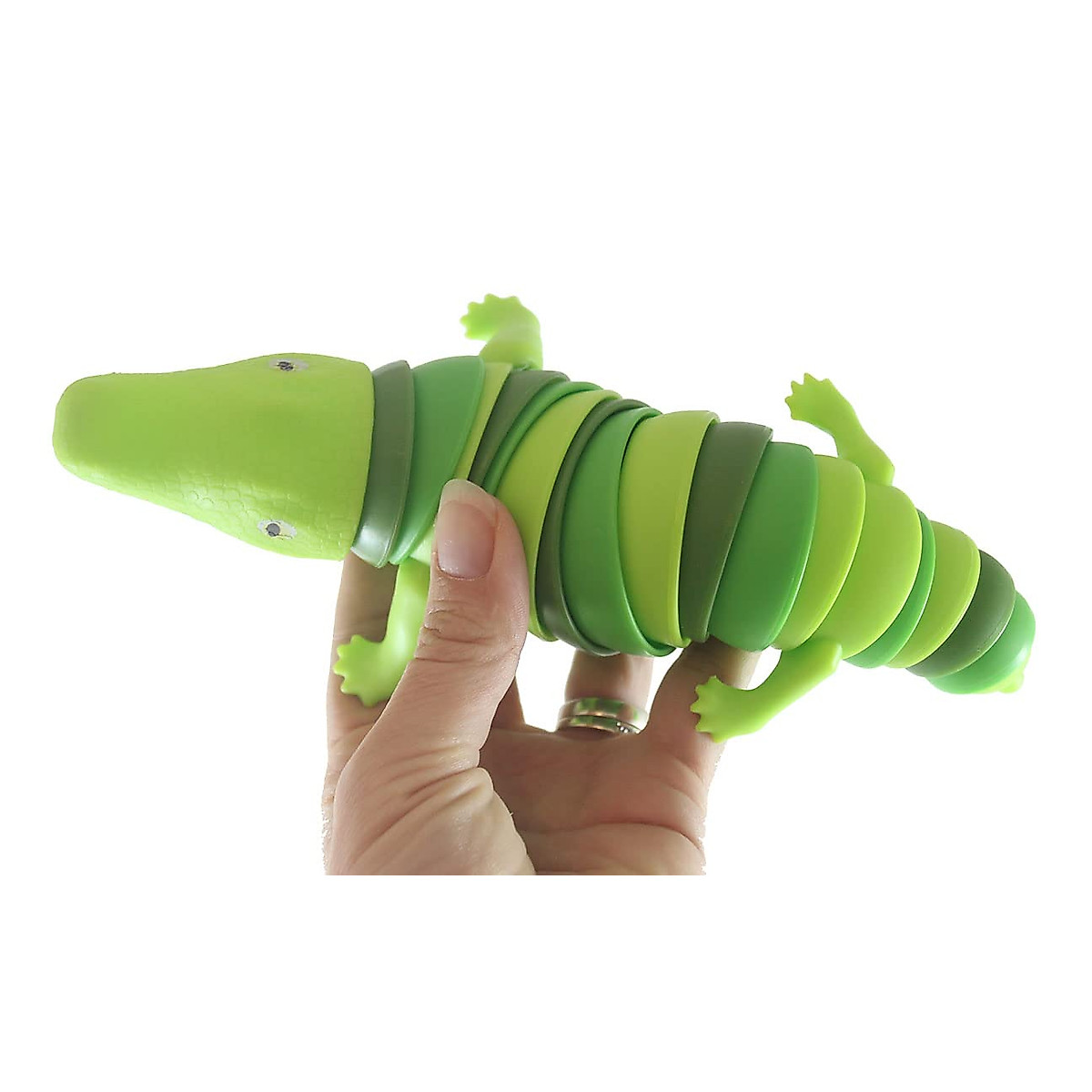 1 Alligator Wiggle - Gator Crocodile Reptile Large Articulated Jointed Moving Slug Toy - Unique