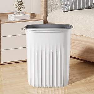 Trash Can - Household Kitchen Trash Can, Plastic Waste Basket, Lidless Press Ring Bathroom Trash Can, Multi-Functional Rubbish Bin, for Bathrooms, Laundry Room, Kitchens & Offices