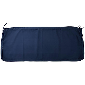 COUCHPATITO Water Resistant Outdoor Durable Canvas Polyester Fabric Patio Chair Bench Cushion Covers with Ties (2 Covers Pack) (Navy Blue, 48"x18"x3")