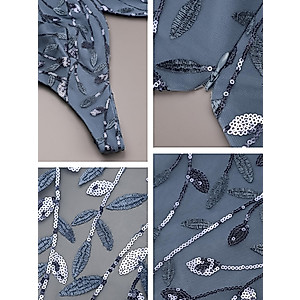 Ever-Pretty Women's Formal Dress Sequin Double V-Neck Sleeveless Mermaid Long Evening Dress Dusty Navy US10