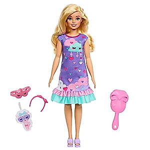Barbie Doll for Preschoolers, My First Barbie “Malibu” Deluxe Doll, Blonde with Accessories, Soft Poseable Body, Party & Bedtime Themed Fashions