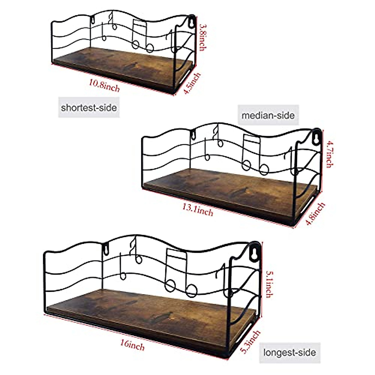 CRUGLA Floating Shelves Wall Mounted Set of 6 Packs