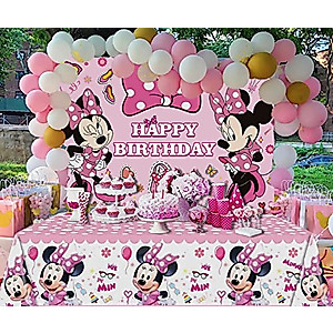 Pink Mouse Backdrop Bowknot Girls Birthday Party Decorations Cartoon Mouse 7x5ft Birthday Party Photography Background Baby Shower Decoration Photo Booth Studio Prop