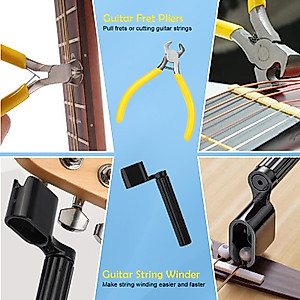 72 PCS Guitar Tool Kit for Set Up, Intonation Adjustment and Repair, Guitar Maintenance Kit for Guitar Bass Banjo and Ukulele, Guitar Accessories for Guitar Enthusiast