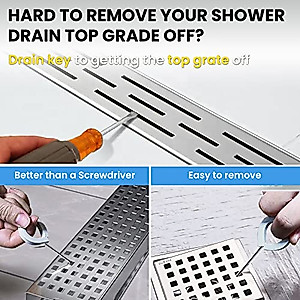 ARIOSOX 2-Pack Shower Drain Hook for Drain Cover Removal, Assists with Linear Drain Grate Removal and Clean, Stainless Steel Silicone Protector Extractor Tool.