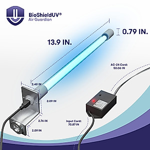 BioShieldUV® Lite 18W 24V HVAC UV Light Air Treatment System Magnetic Holder Alternating Current AC, Powered by HVAC Ballast - UVC Light for Air Conditioner UV Light for AC System