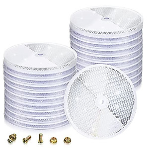 20 Pcs Front Reflector 3 Inch Round Reflector Trailer Reflectors with Screws Safety Reflectors for Fence Gate Posts Mailboxes (Clear)