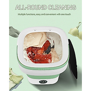 NISHCON Portable Washing Machine, 11L Upgraded Large Capacity Mini Washer with Spin Basket, Small Washing Machine for Apartments, Travel Laundry, Camping, RV, Dorm (Green+White)