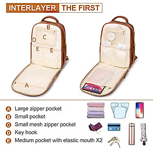 Rabjen Diaper Bag Backpack, Vegan Leather Baby Bag, Large Capacity Multifunction Maternity Travel Back Pack for Men and Women (dark brown)