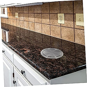 TOGEVAL Stainless Steel Recessed Lid Tabletop Recessed Cover Trash Lid Trash Can Bin Lid Kitchen Supply Trash Grommet Hidden Trash Can Lid Flap Garbage Can Cover 430 Stainless Steel Silver