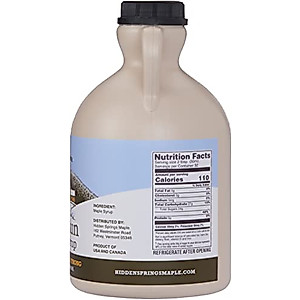 Hidden Springs Maple Very Dark Quart 100% Pure Maple Syrup USA/CAN, BPA-free Jug