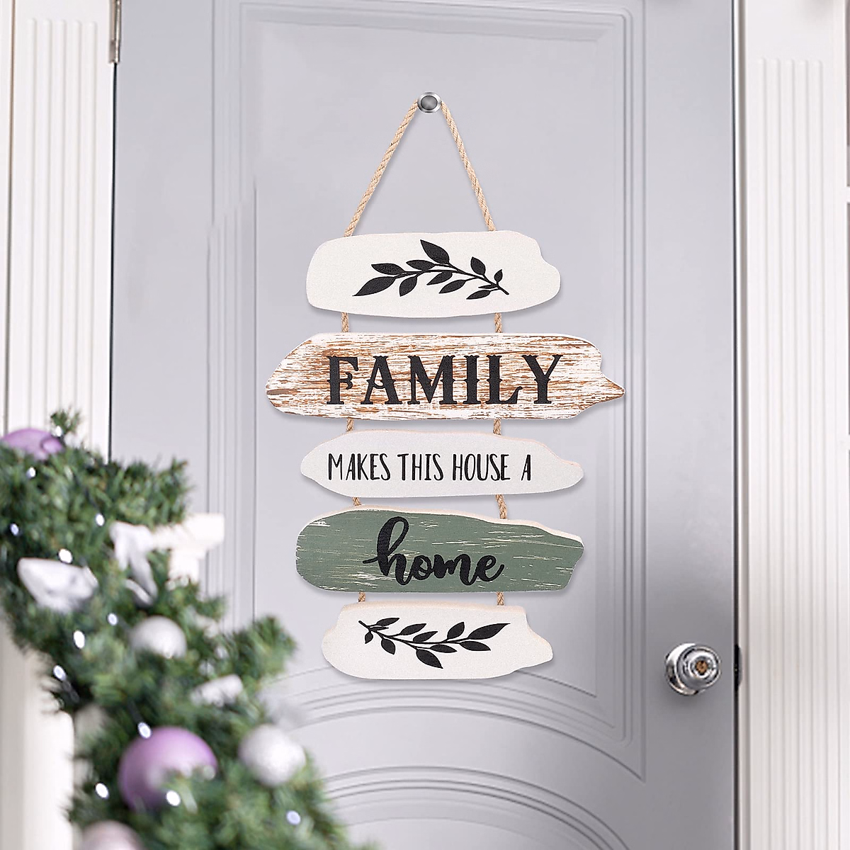 Wall Art for Living Room, 5 pieces Wooden Family Signs for Home Decor, Farmhouse Wall Signs, Rustic Porch Home Sign Housewarming Gifts Hanging Decor