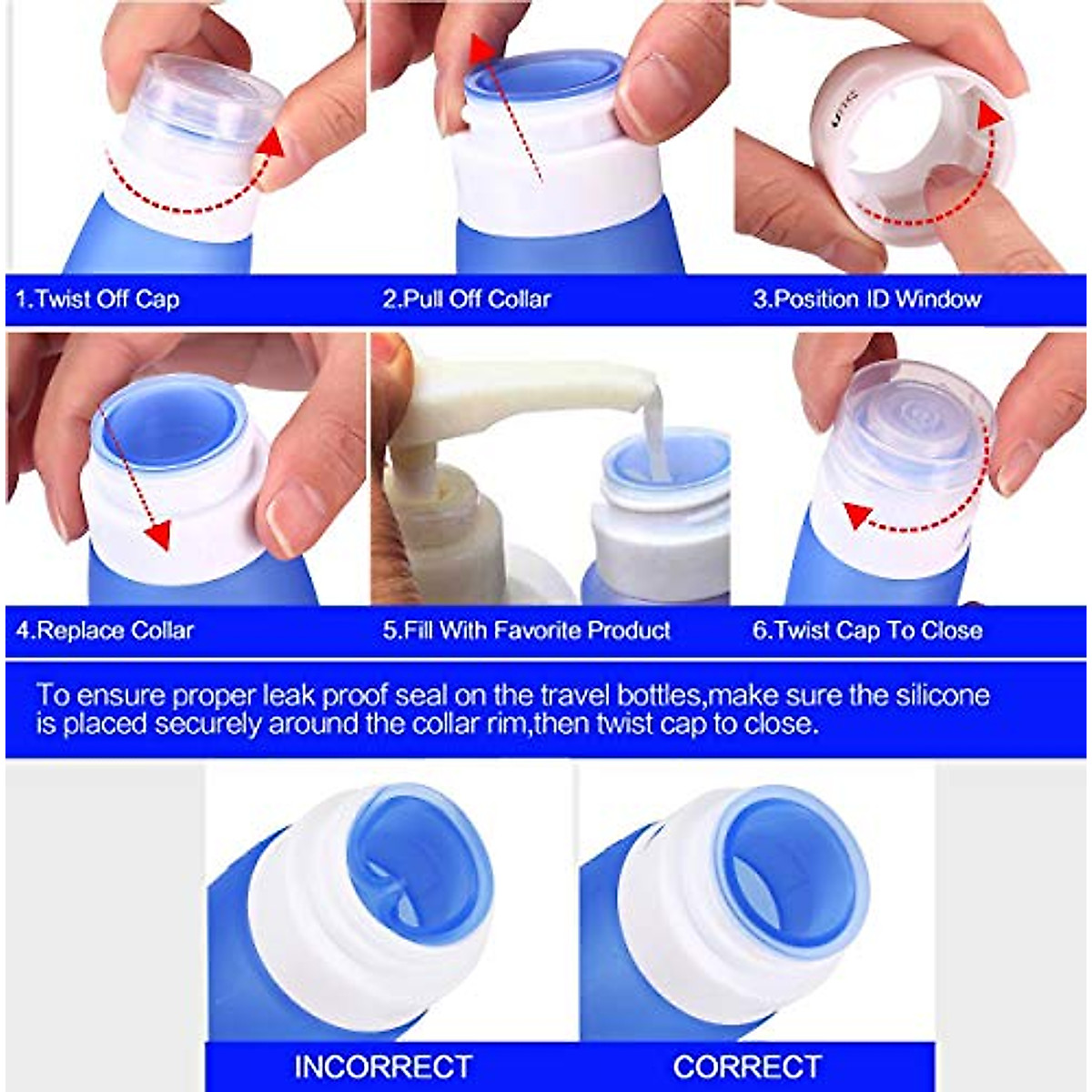 evron Travel Bottles for Toiletries,Tsa Approved Silicone Refillable Travel 3oz Containers BPA Free Leak Proof Liquid Travel Accessories for Conditioner,Shampoo (T7)