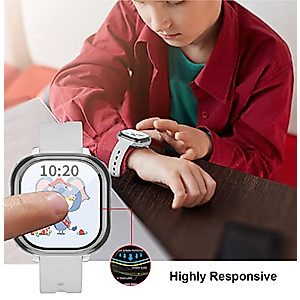 JZK 2 Pack Compatible for Gabb Watch Screen Protector Case for Kids,Tempered Glass Overall Protective Case Cover Scratch Resistant Bumper Shell Compatible for Gabb Watch Accessories,Clear+Clear