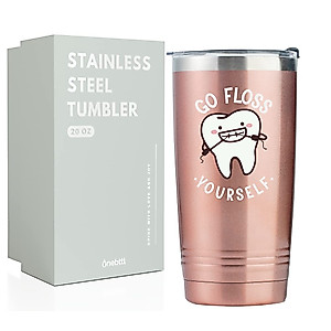 Dental Gifts for Dental Assistant, Dental Hygienist on Dental Assistants Recognition Week, National Dental Hygienists Week, Birthday and Christmas, 20oz Insulated Stainless Steel Tumbler - FLOSS