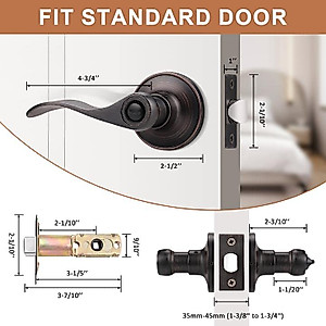 10 Pack Privacy Bathroom Door Lock Lever Keyless No Keys Door Lockset;Right/Left Handed Reversible;Oil Rubbed Bronze Door Levers Hardware