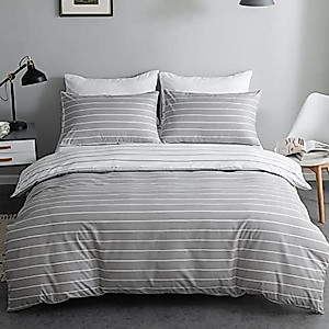 Lekesky Grey Duvet Cover Queen Size, Comforter Covers Queen 3pc Soft 100% Washed Microfiber Breathable Bedding Duvet Cover Set with Zipper Ties (1 Comforter Cover 90x90 +2 Pillow Cases)