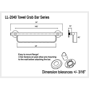 Bathroom Grab Bar Towel Rack for Bathtub Shower Kitchen/304 Stainless Steel/Matte Black/ 24" x 5"