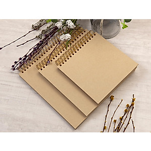 potricher 12 x 12 Inch Large DIY Scrapbook Photo Album 80 Pages Thick Kraft Blank Yellow Paper Memory Book for Wedding and Anniversary Family (Yellow, 12 Inch)