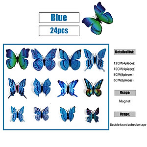 RENUIS 24pcs Butterfly Wall Decor,3D Butterfly Decals for Wall Sticker,Magnetic Butterflies Decor,Stickers for Kids Bedroom Party Wedding Crafts Decoration,Removable Mural Stickers Bedroom Decor