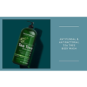 New York Biology Tea Tree Body Wash for Men and Women - Moisturizing Body Wash Helps Soothe Itchy Skin, Jock Itch, Athletes Foot, Nail Fungus, Eczema, Body Odor and Ringworm - 16.9 Fl Oz - Pack of 2