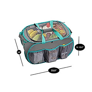 Smart Design Pop Up Trunk Organizer with Easy Carry Handles, Side Pockets, and Zipper Top - 23 Inch - Holds 50 lbs. - Durable Fabric Collapsible Design - Home Organization - Gray