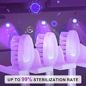 Toothbrush Holders for Bathrooms - Electric Toothbrush Holder with 4 Toothbrush Slot, Wireless Wall Mount Toothbrush Holder Fits Electric, Ordinary Toothbrushes - White