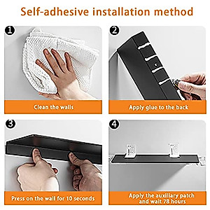 Biutimarden 16Inch Stainless Steel Wall Mounted Floating Shelf Drilling or Shelf Adhesive Modern Room Decor Wall Shelf Floating Shelf for Bathroom Bedroom Decor