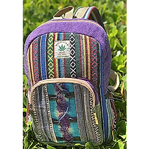 Unique Tie-dye Mini Hemp Backpack Small Back Pack Boho Backpack 100% Himalaya Hemp| 100% VEGAN | Handmade with Love. (Multicolored - Purple)