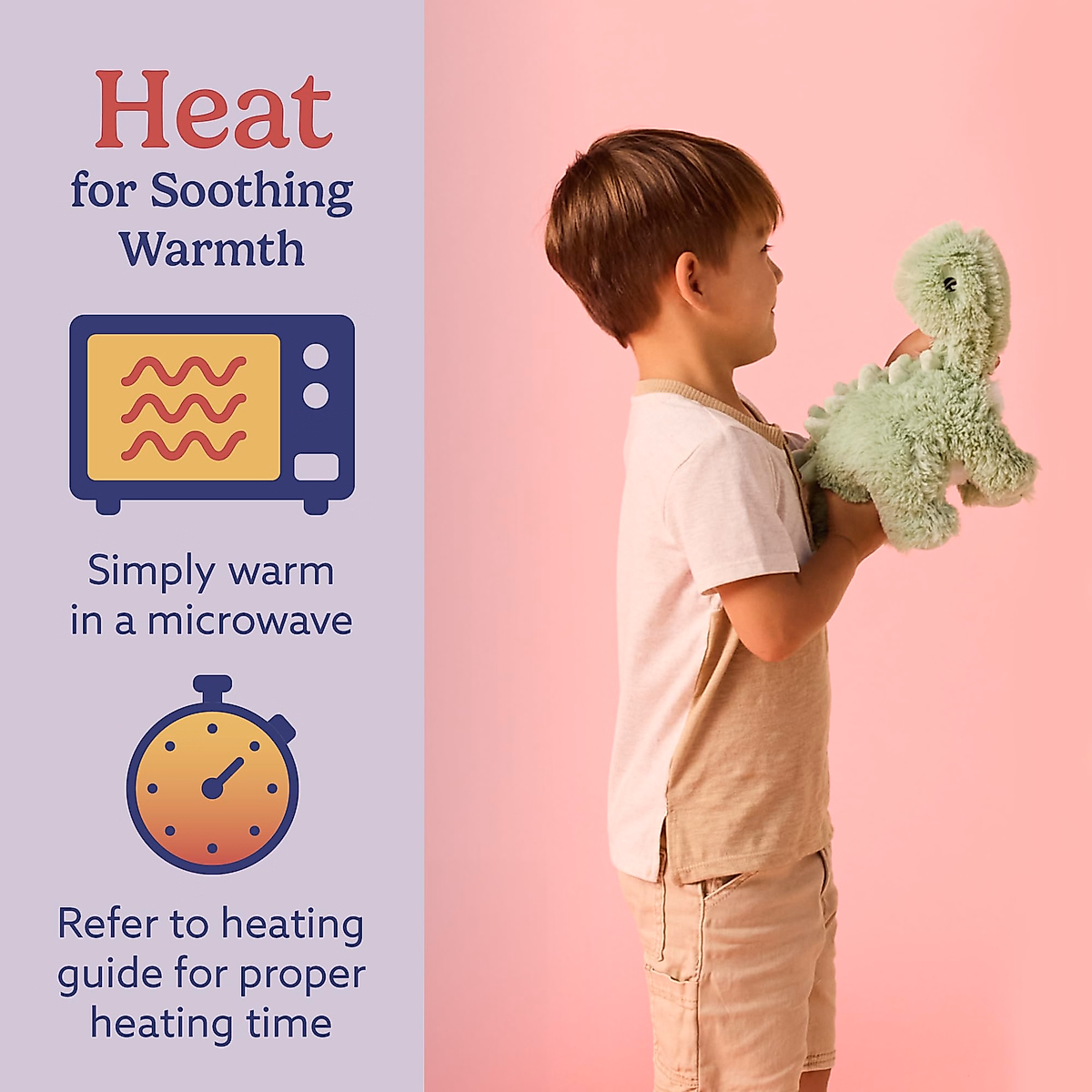 warmies Microwavable & Weighted Stuffed Animals, Green Long Neck Dinosaur - Heated Stuffed Animal Plushie for Warmth & Comfort - Soft Plush Toys for Adults & Children (Boys, Girls, Babies & Toddlers)