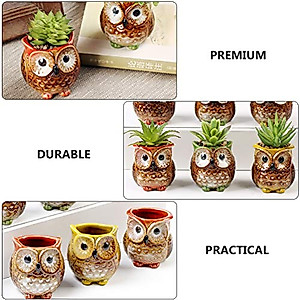 Cabilock 6 Pcs Owl Flower Pot Owl Ceramic Succulent Planter Pots Window Planter Mini Flower Planter Mini Succulent Pot Window Flower Pot Bonsai Pot Succulent Vase Indoor Ceramics Animal