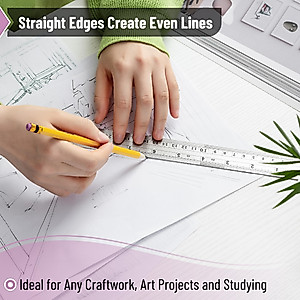 Mr. Pen Steel Rulers, 6 inch and 12 inch Metal Rulers, Pack of 2