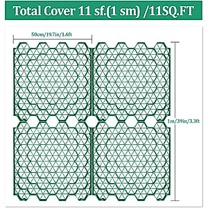 YUEWO Gravel Driveway Grid 1.9” Depth Flat-Interlocked Permeable Grass Pavers HDPE Green Plastic Shed Base for Parking Lot, Garden, Fire Lanes Cover 11 Sf.(1 Sm), 4 Pack
