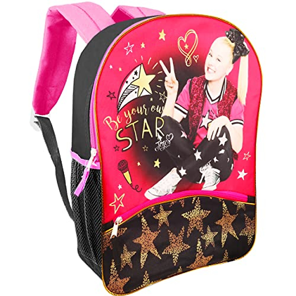 Jojo Siwa Backpack with Lunch Box for Girls Bundle ~ Deluxe 16" School Bag, Lunch Bag, Stickers, and More (Jojo Siwa School Supplies)