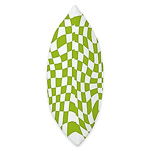 Retro Trippy Funky Checker Groovy 70s Hippie Co. Checkered Wavy Swirl Checkerboard Indie Aesthetic Lime Green Throw Pillow, 16x16, Multicolor