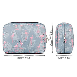 Narwey Hanging Toiletry Bag for Women Travel Makeup Bag Organizer Toiletries Bag for Cosmetics Essentials Accessories (Flamingo)