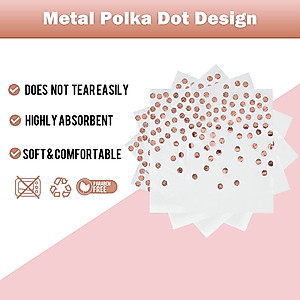 CENLBJ White and Rose Gold Paper Plates and Napkins-50 Pack-25 * 7inch Paper Plates & 25 * 6.5inch Napkins,Party Supplies for Birthdays Receptions and All Occasions