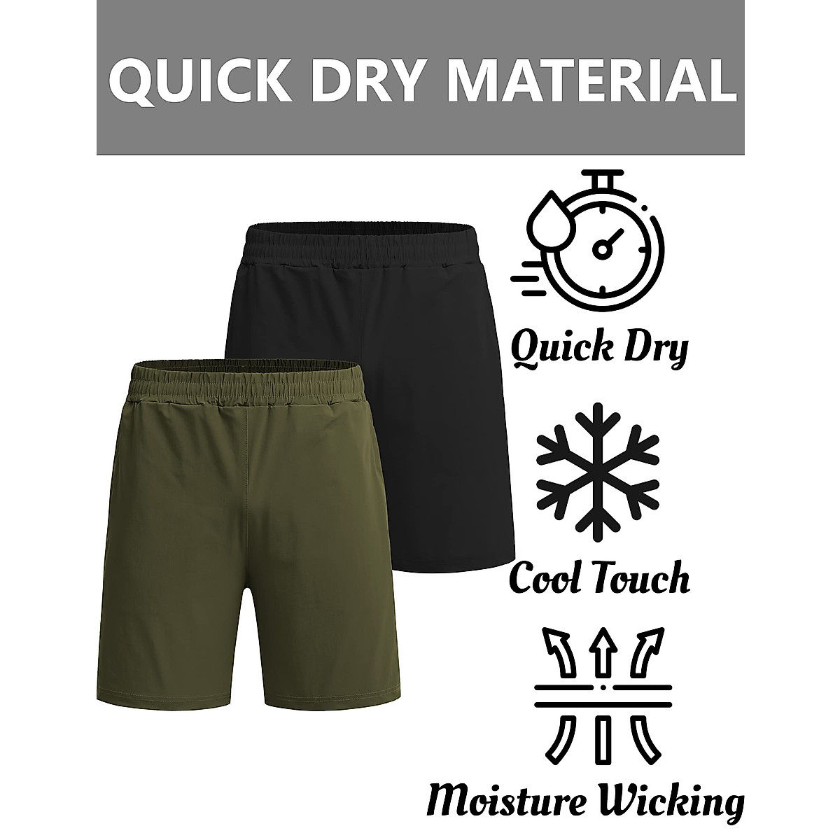 COOFANDY Men's 2 Pack Workout Shorts Quick Dry 7" Lightweight Sports Gym Running Shorts with Pockets Army Green/Black, XL