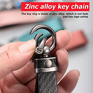 AUCELI Carbon Fiber Car Keychain, Car Accessories Microfiber Leather Car Key Fob Holder with 360 Degree Rotatable Keyring (Red)